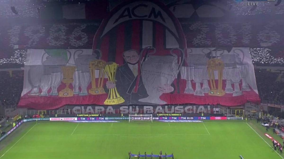 AC Milan - Inter Milán: Espectacular tifo a Berlusconi en su último ...