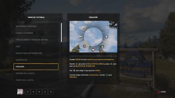Far Cry 5: Guía completa - Menú de tutorial - MeriStation