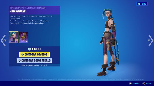 Fortnite: skin Jinx Arcane de League of Legends ya disponible; precio y ...