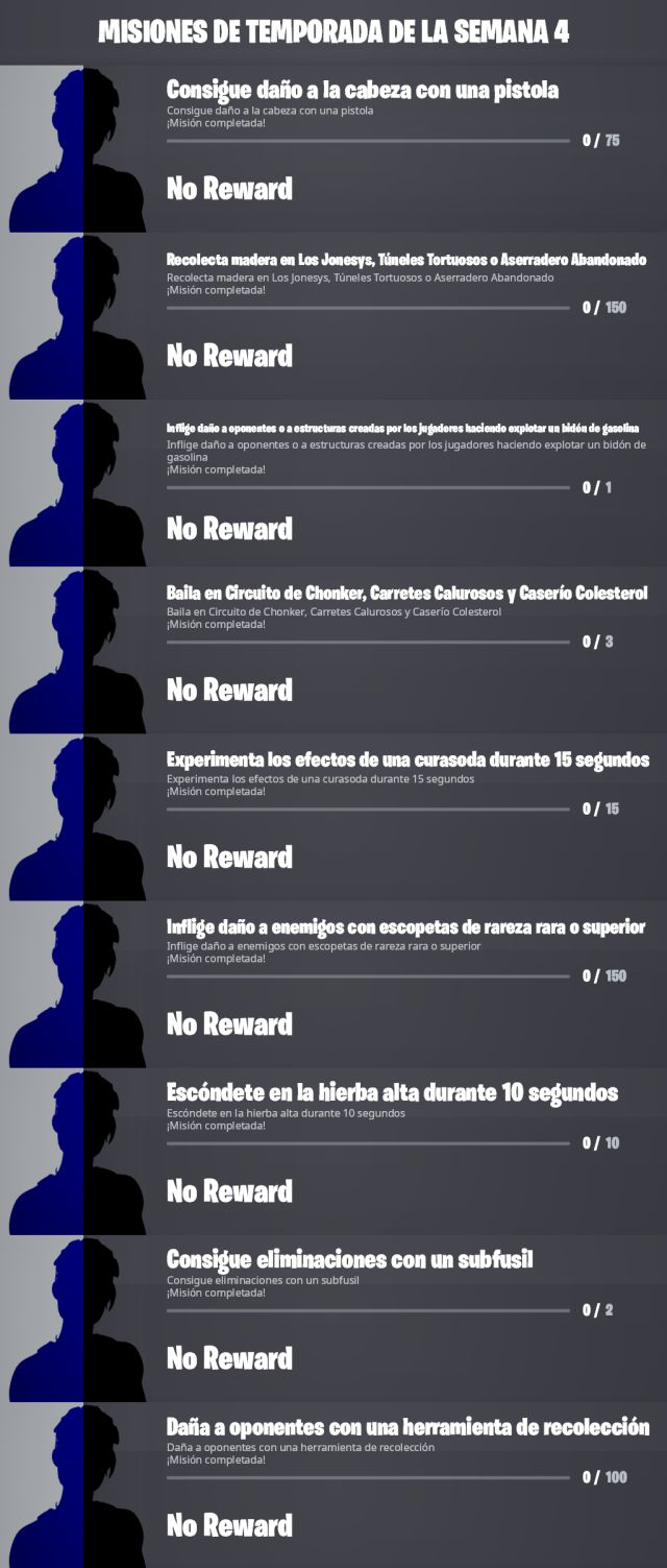 Todas las misiones de la Semana 4 de Fortnite Capítulo 3 Temporada 1 y ...