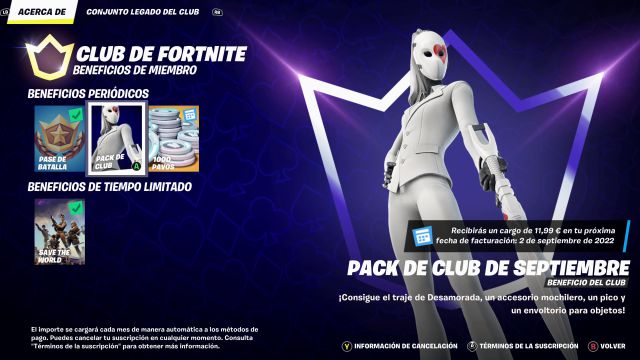 Club de Fortnite septiembre 2022: nueva skin Desamorada ya disponible ...