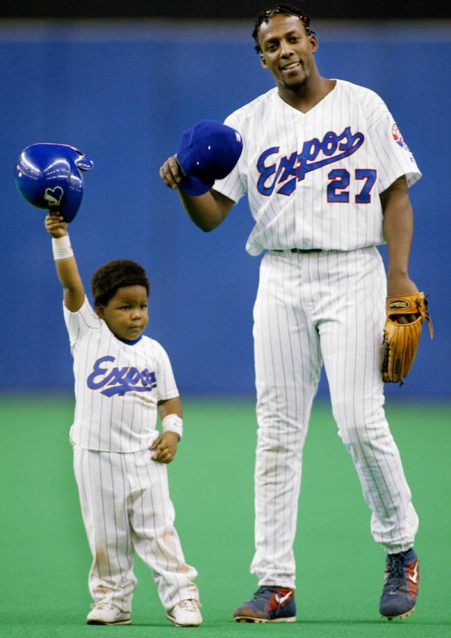 Vladimir Guerrero Jr. appeals his own checked swing to first base, when ...